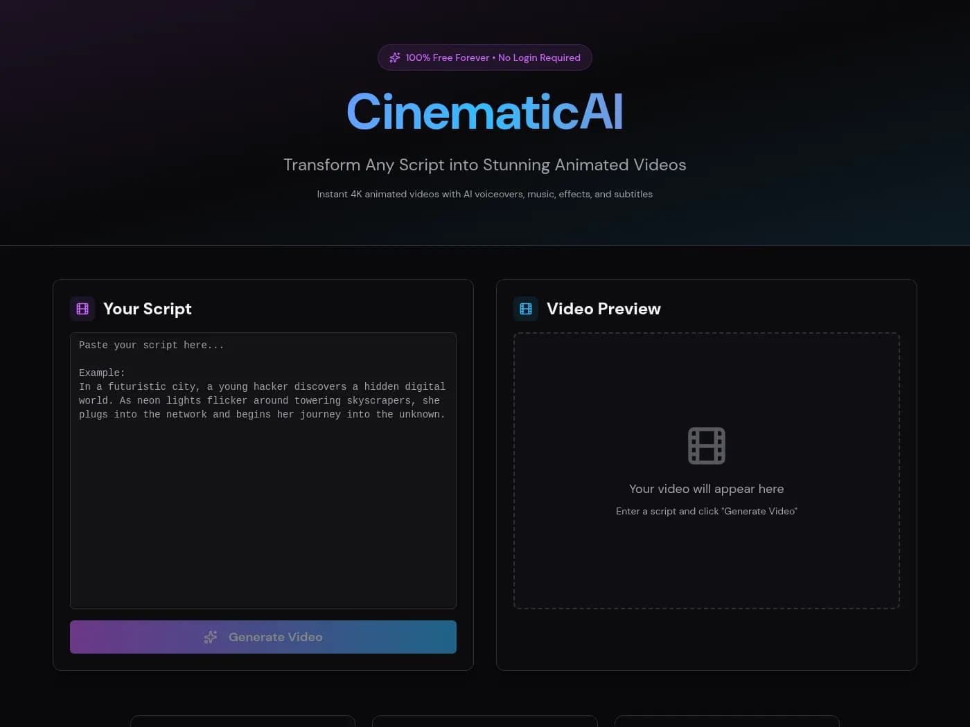 CinematicAI: Instant Script-to-3D Animated Video Generator