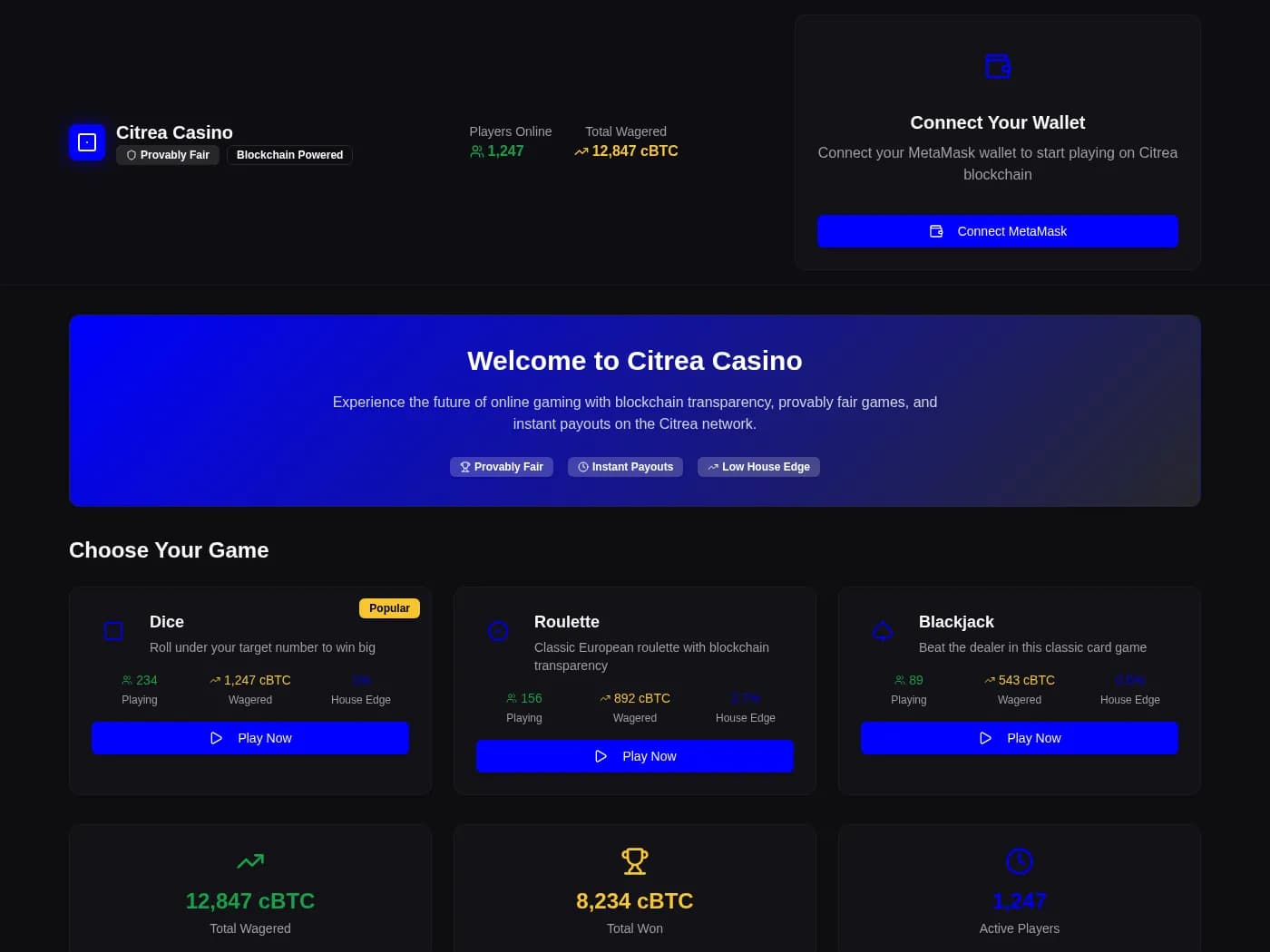 Citrea Blockchain Casino Platform