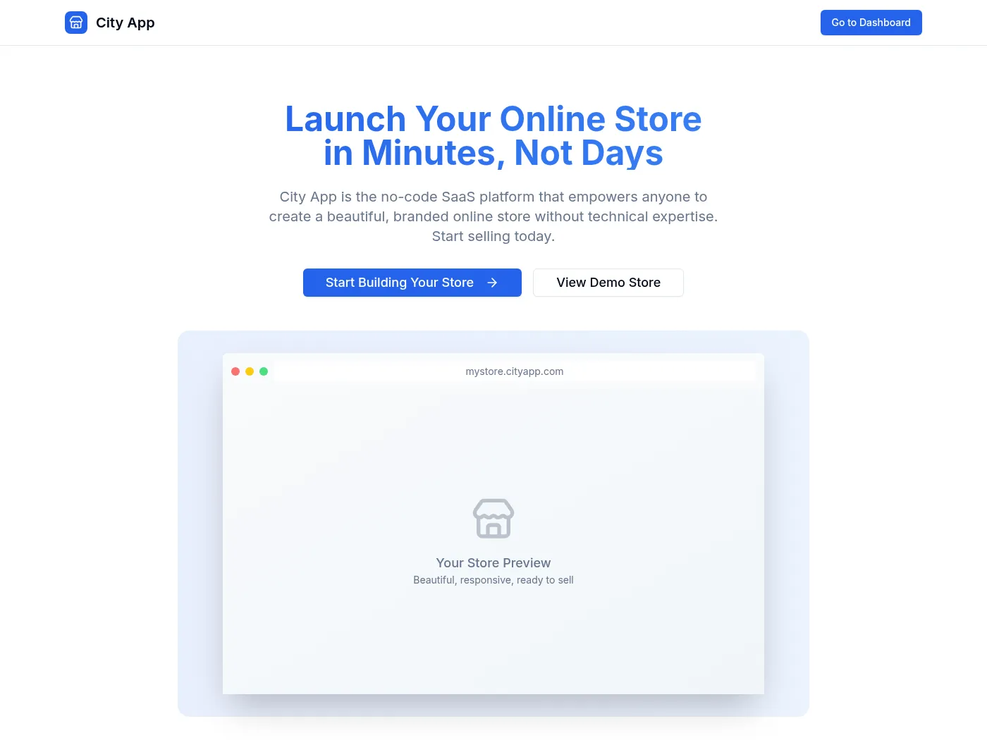 City App – No-Code SaaS Store Builder MVP