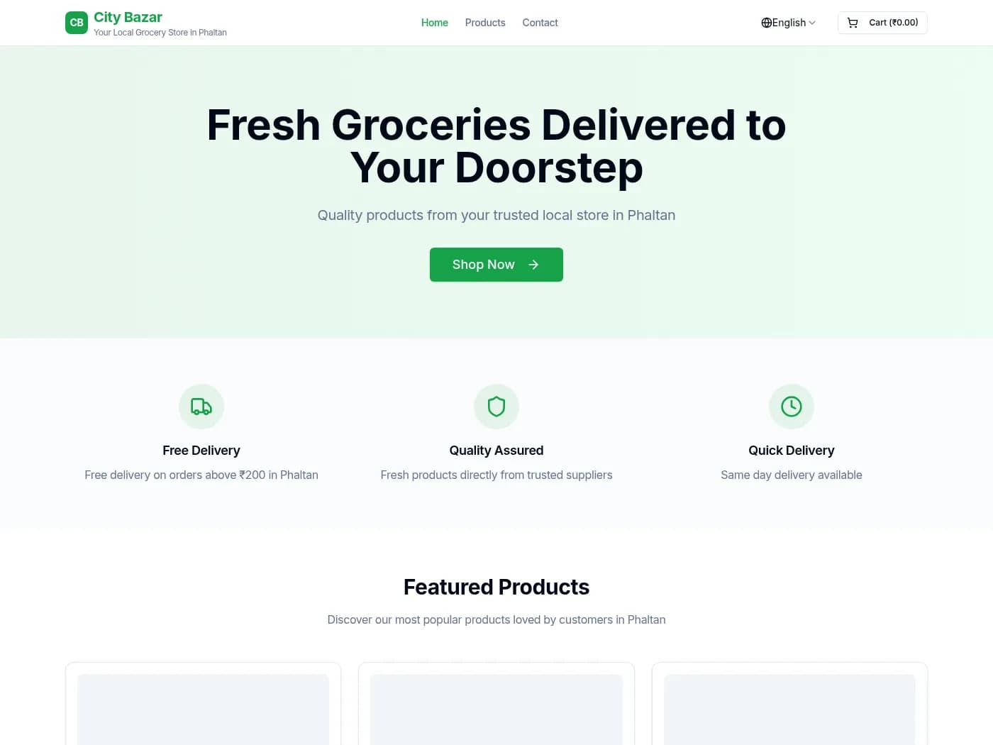 City Bazar Mini E-Commerce Web App for Phaltan