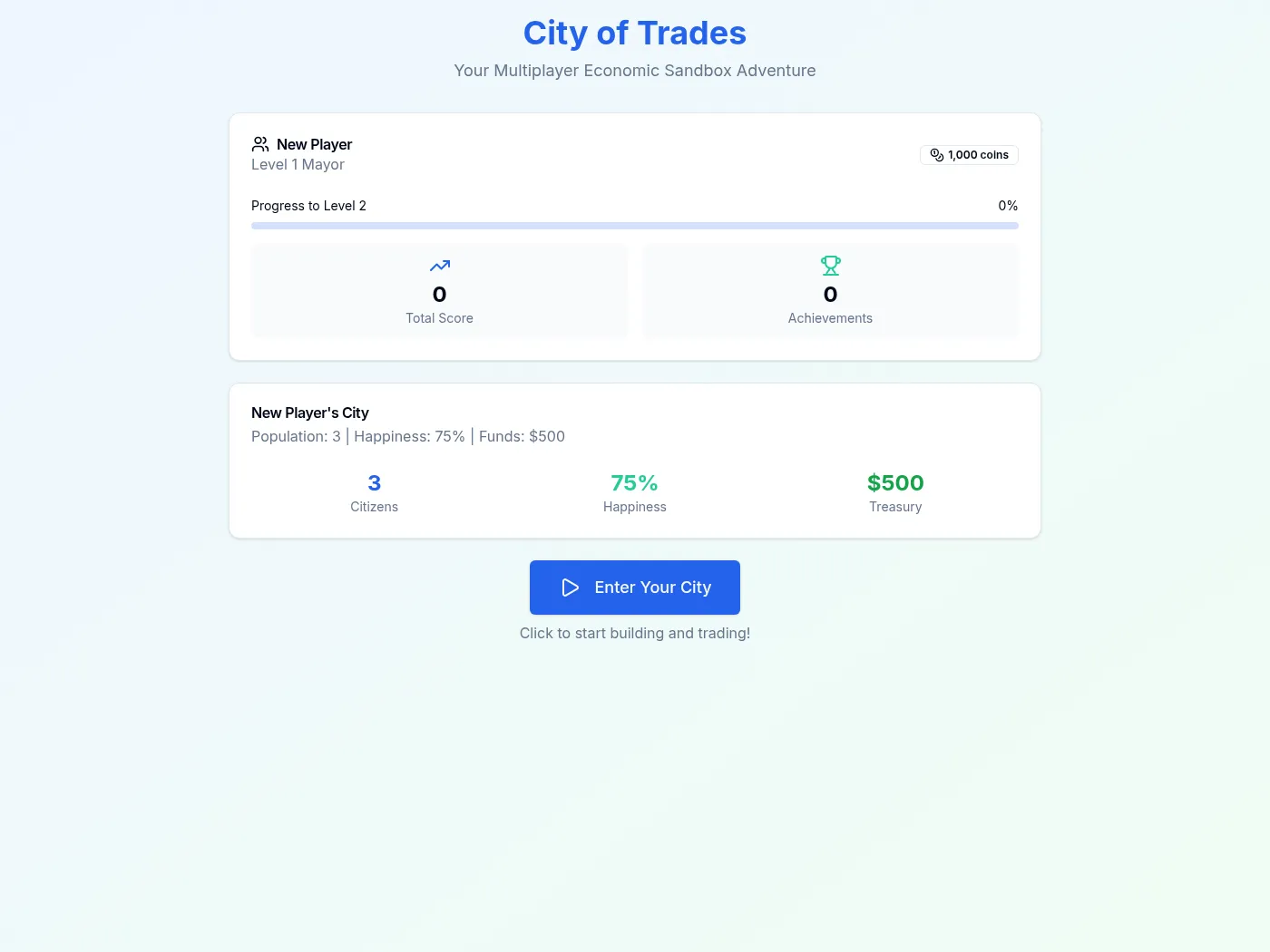 City of Trades: Multiplayer Sandbox for Economic Strategy & Learning