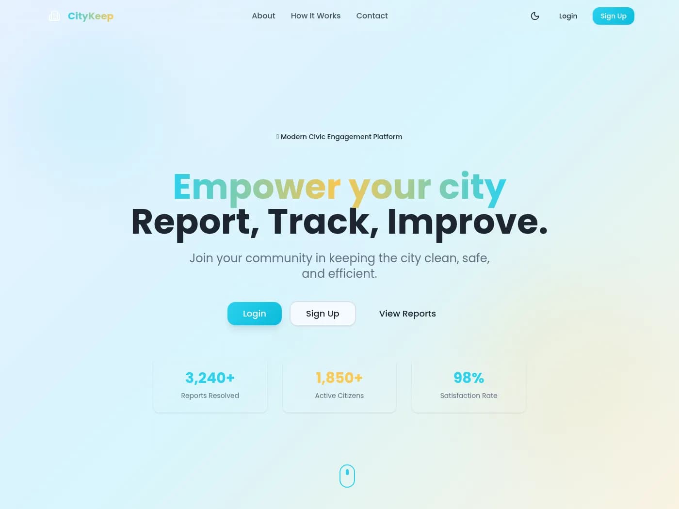 CityKeep – Futuristic Civic Engagement Platform for Reporting & Tracking City Issues