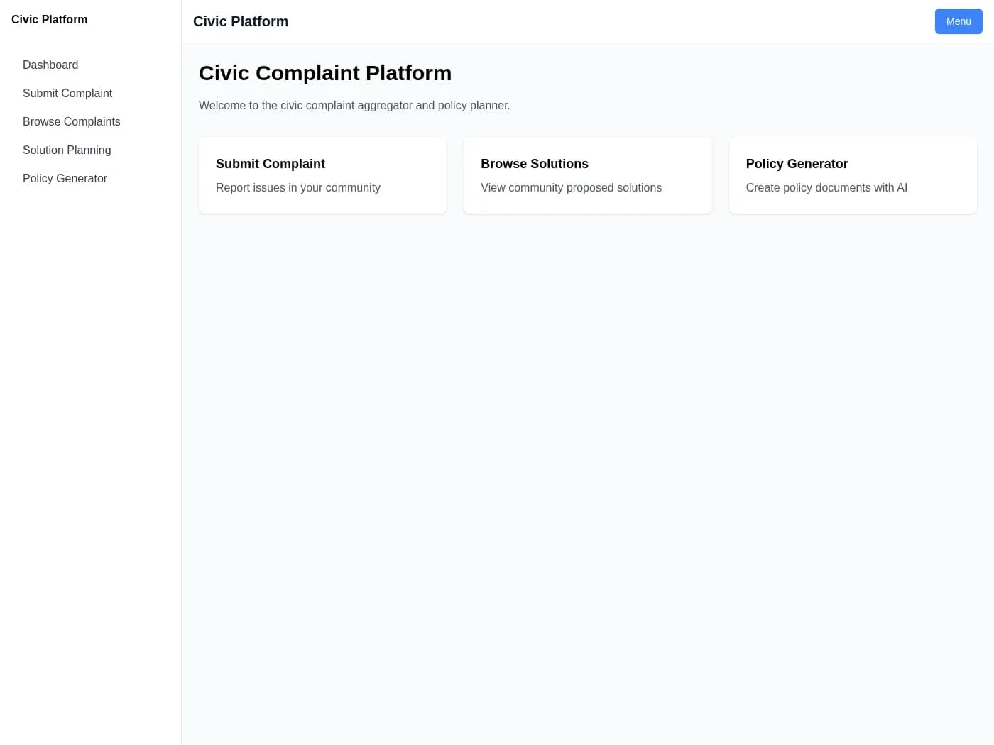 Civic Complaint Aggregator & Policy Planner