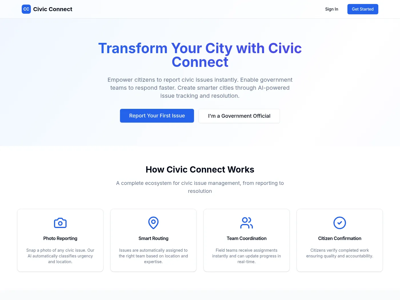 Civic Connect – Crowdsourced Civic Issue Reporting & Resolution System