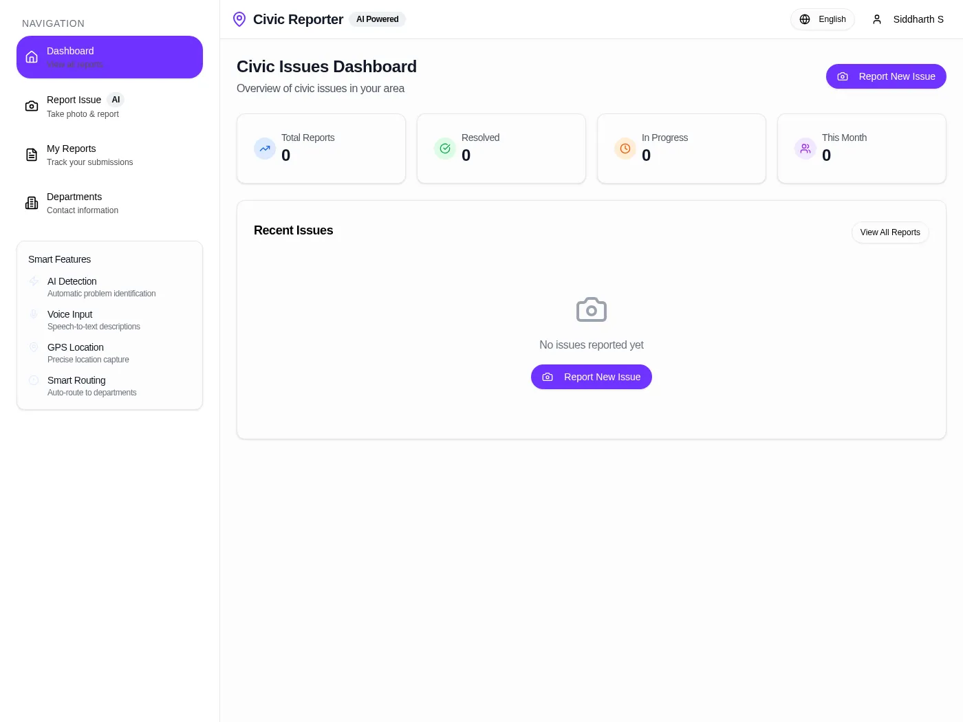 Civic Issue Reporter with AI Photo Detection and Automated Department Routing