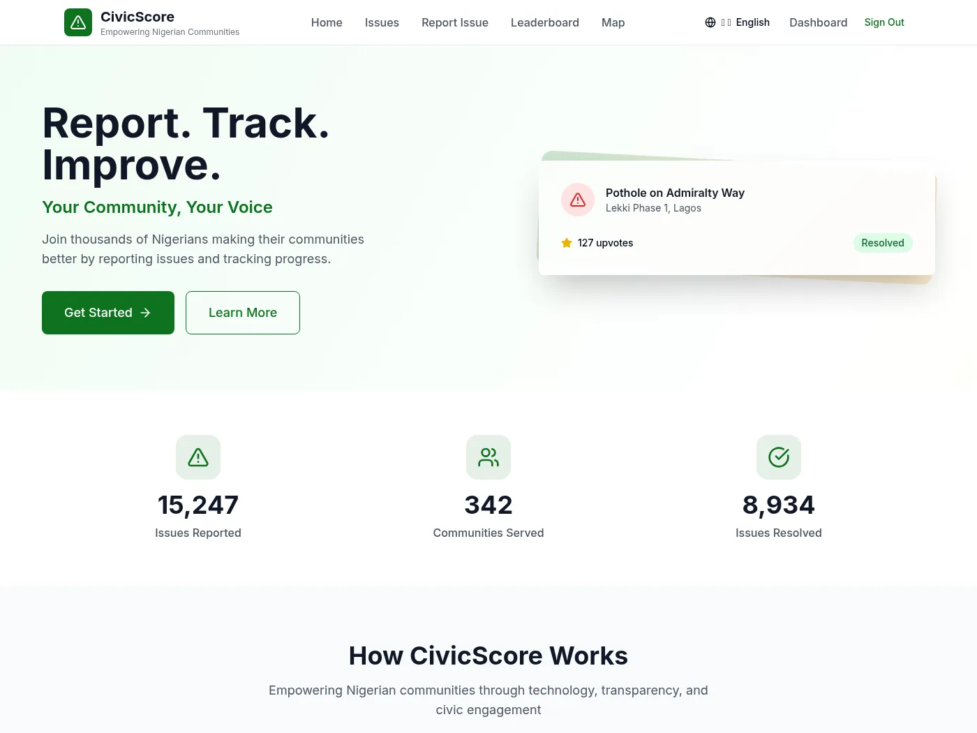 CivicScore: Community Issue Reporting and Resolution Platform for Nigeria