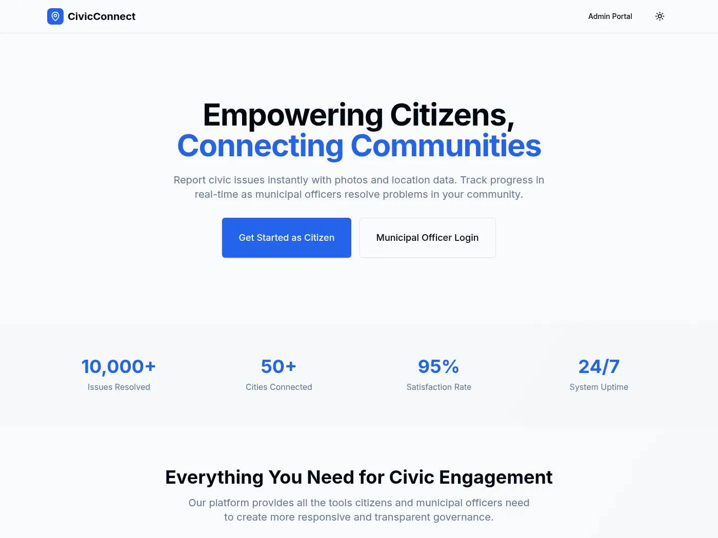 CivicConnect – Crowdsourced Civic Issue Reporting and Resolution System