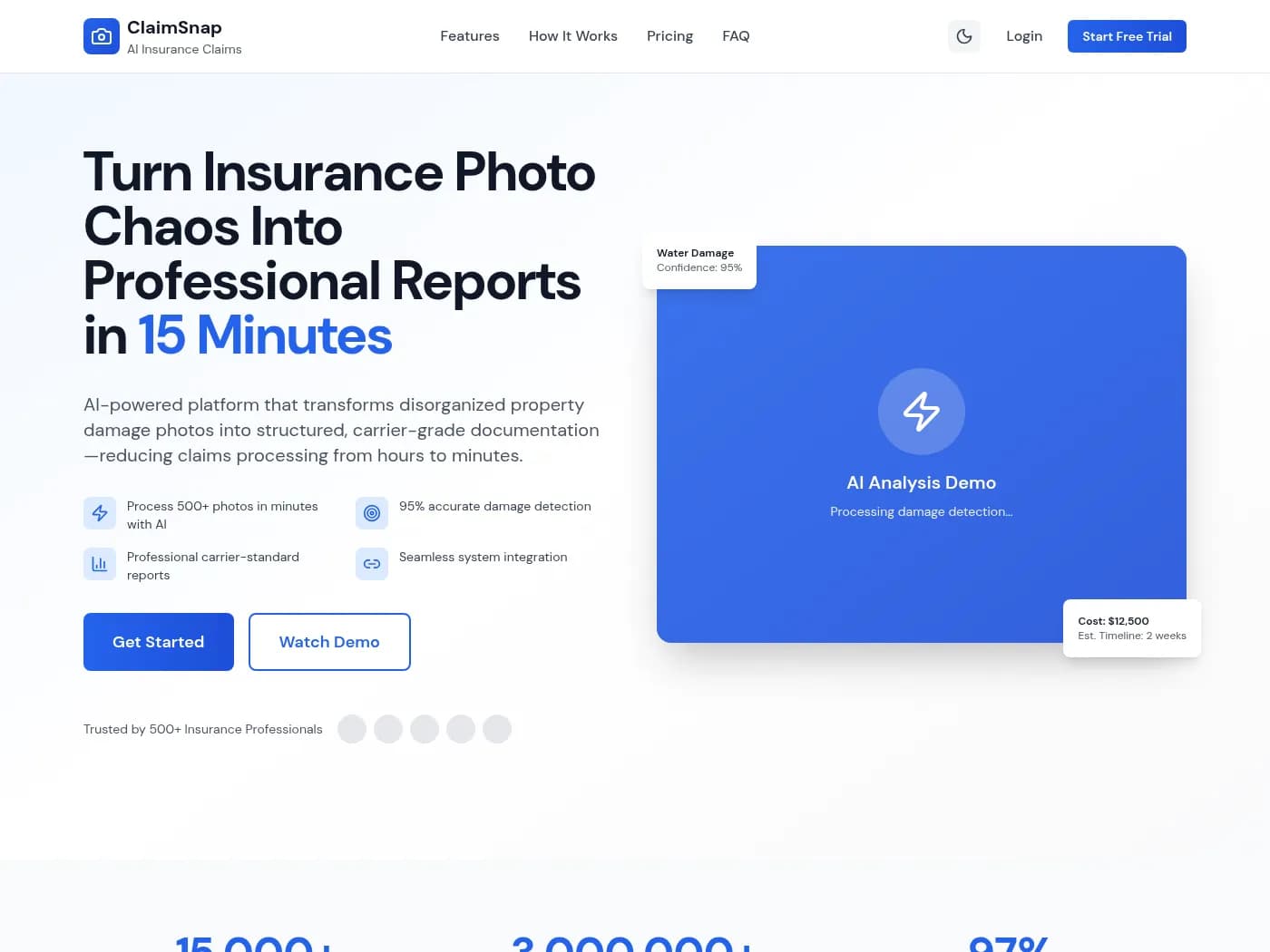ClaimSnap: AI-Powered Insurance Photo Analysis Platform & Conversion-Optimized Landing Page