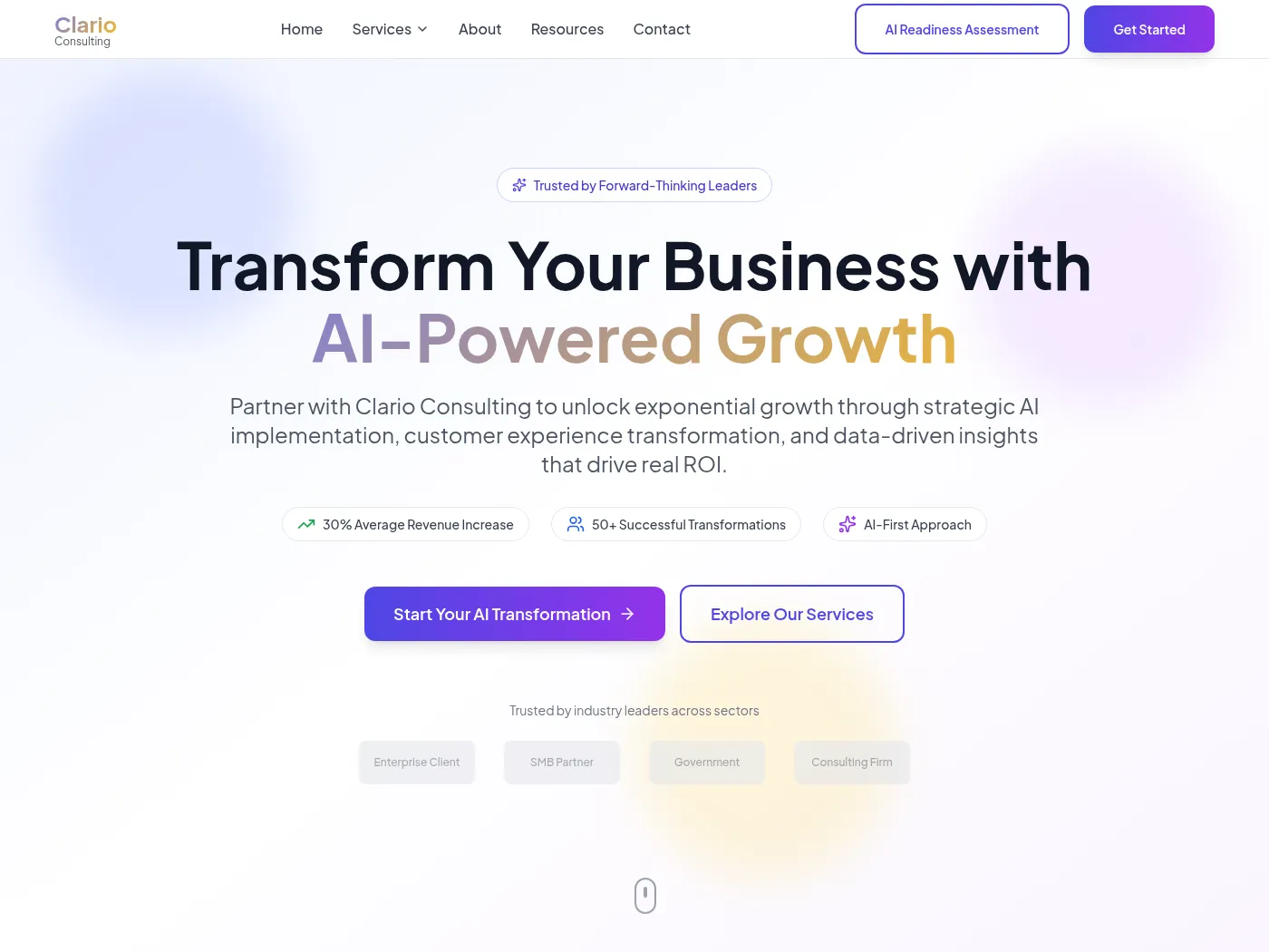 Clario Consulting Website Optimization & High-Conversion Redesign