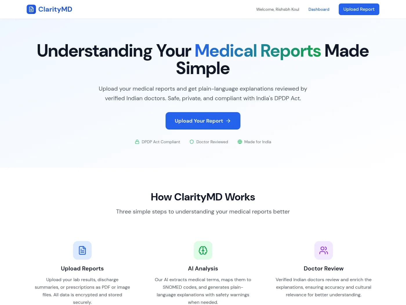 ClarityMD: Safe, Doctor-Reviewed Medical Report Explainers for India