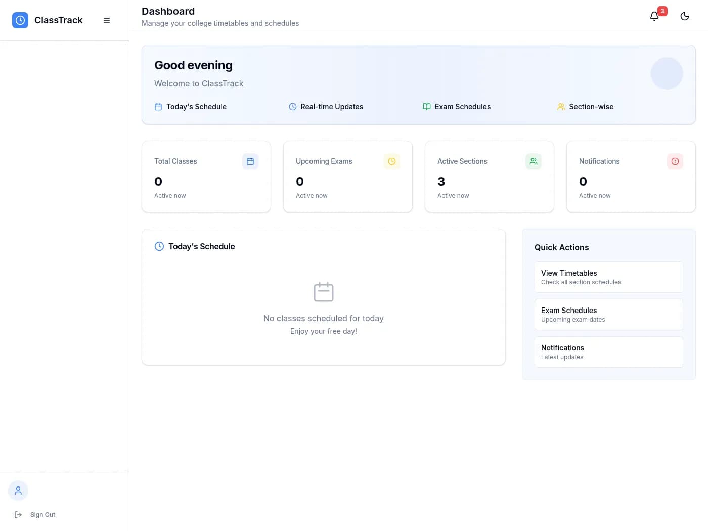 ClassTrack: Real-Time College Timetable & Exam Manager