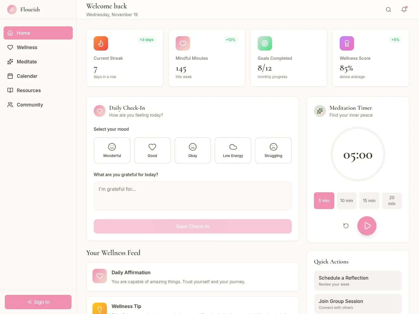 Classy Female Wellness & Networking App