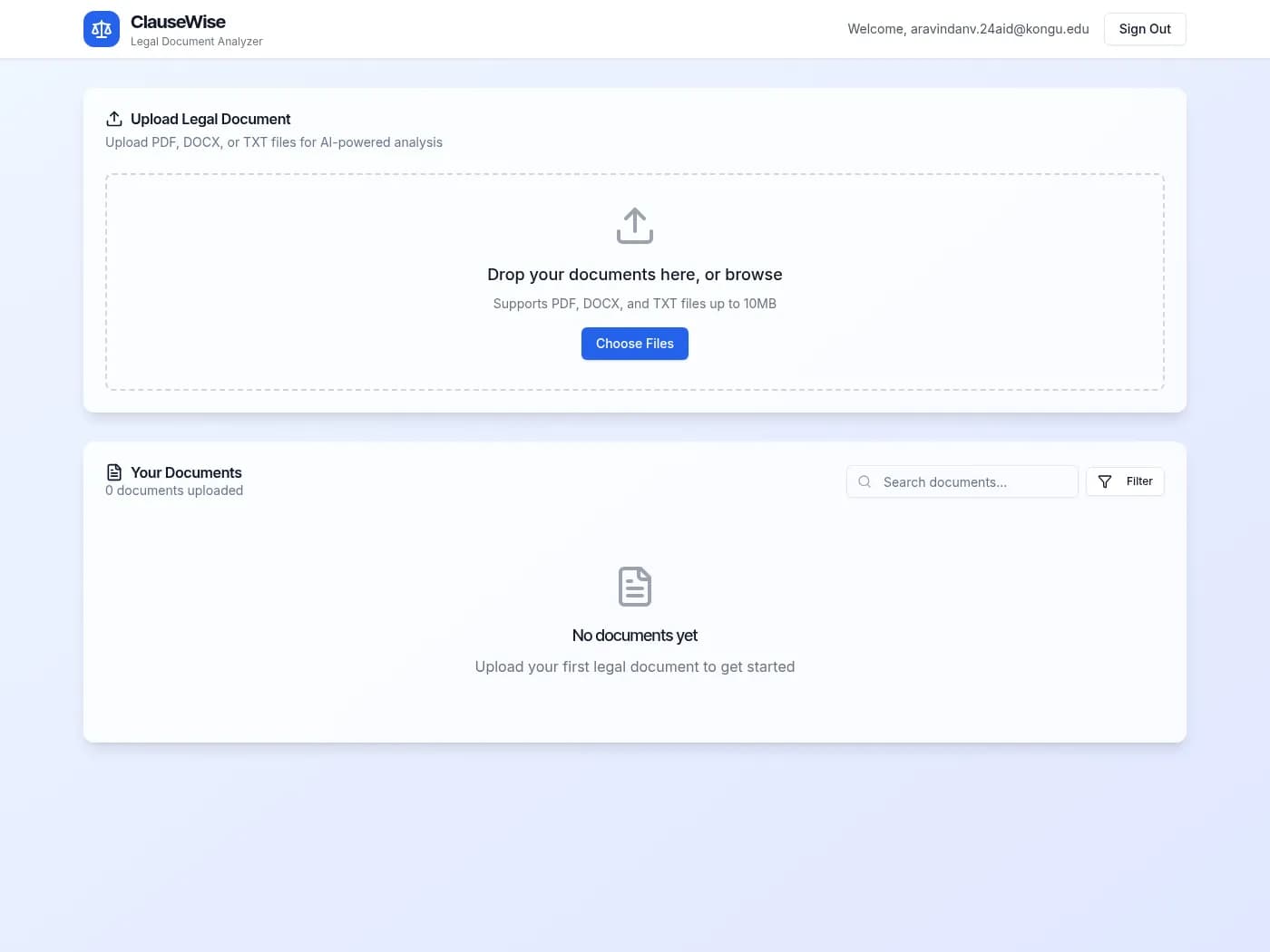 ClauseWise: AI-Powered Legal Document Analyzer