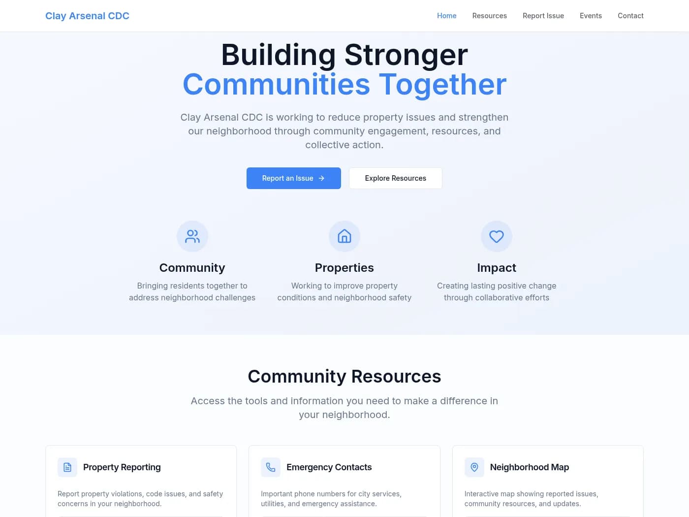 Clay Arsenal CDC Community Engagement App