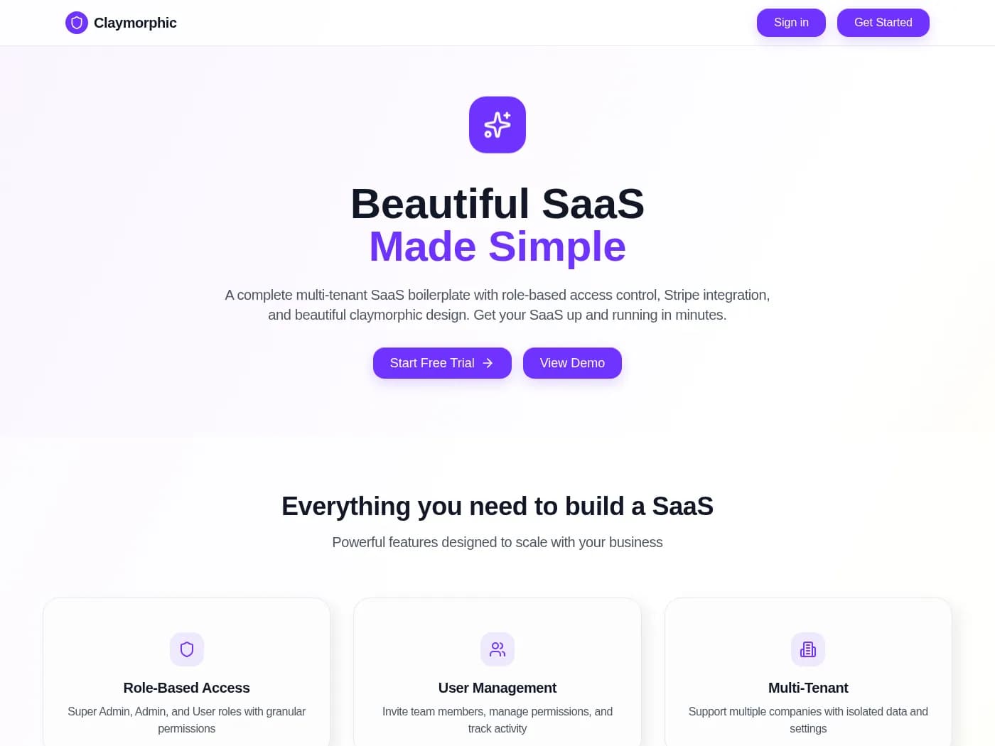 Claymorphic SaaS Boilerplate Platform