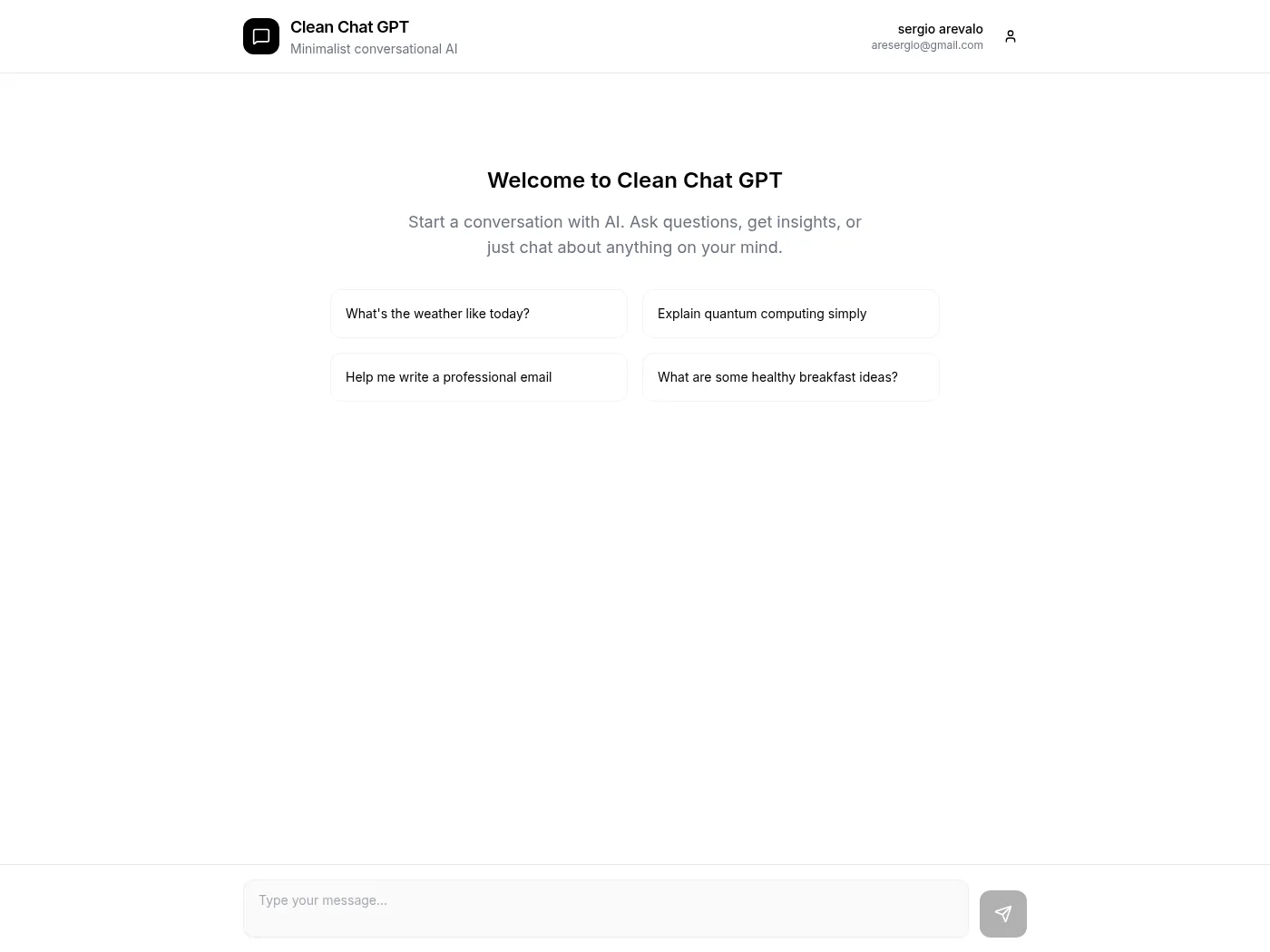 Clean Chat GPT: Minimalist Conversational AI Interface