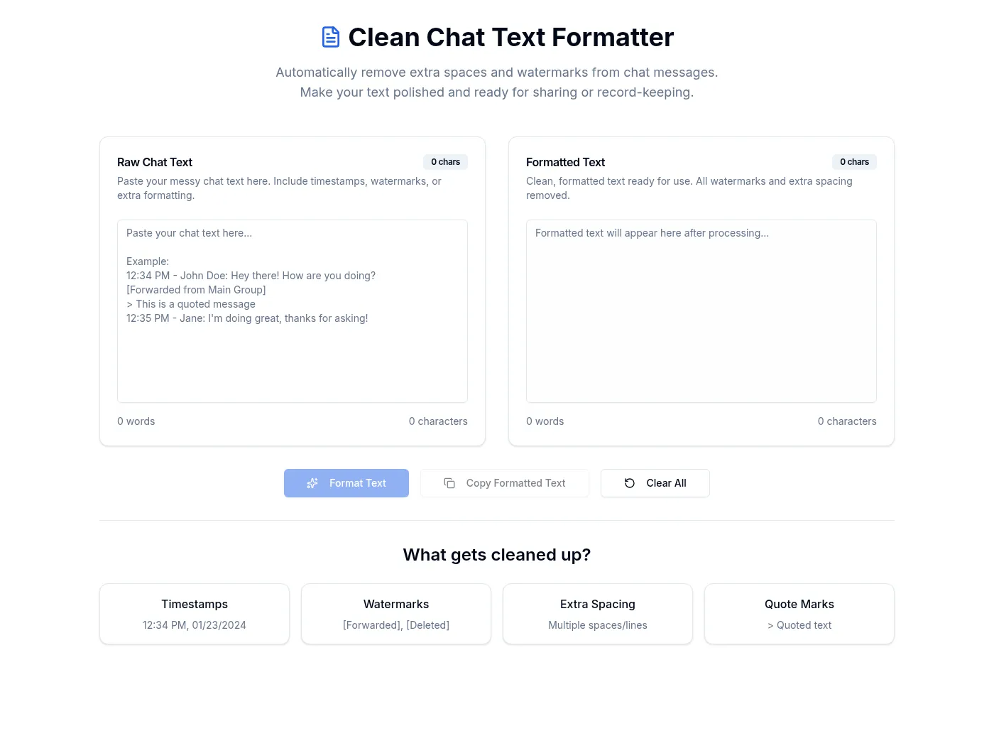 Clean Chat Text Formatter