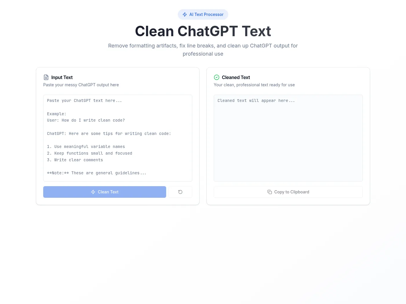 Clean ChatGPT Text