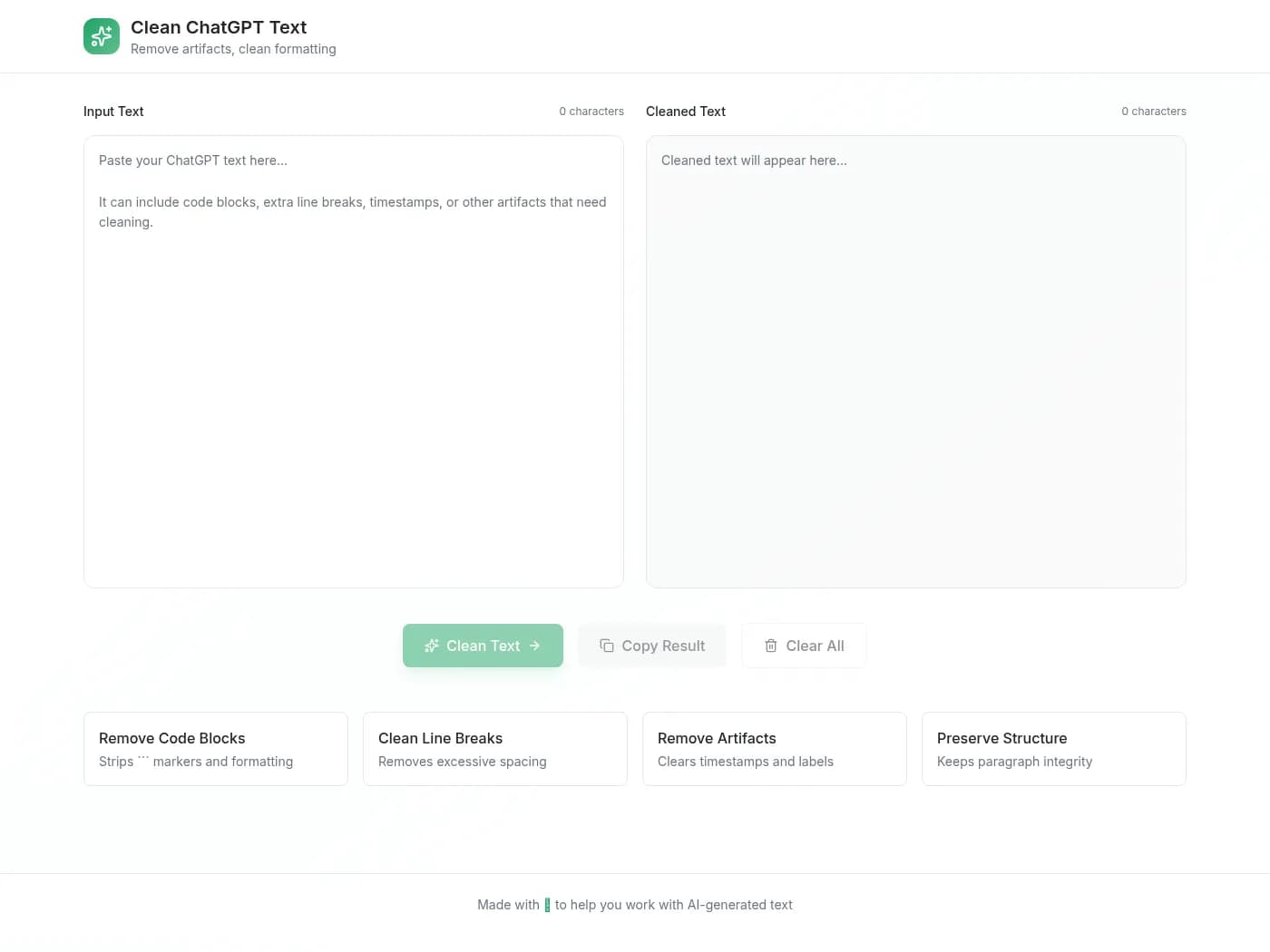 Clean ChatGPT Text Utility