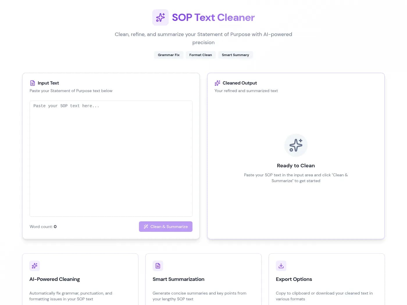 Clean and Summarize SOP Text Tool