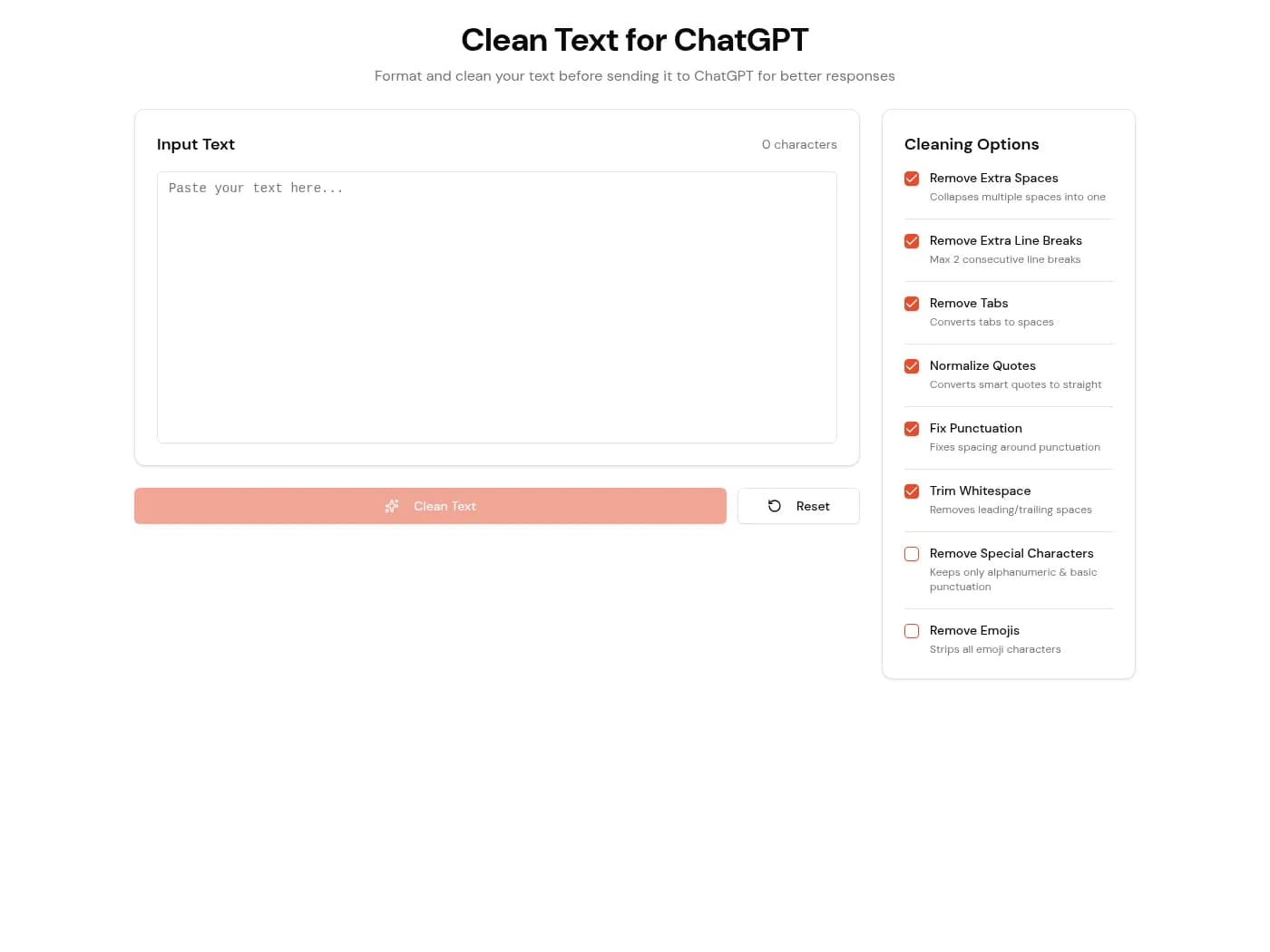 Clean Text for ChatGPT