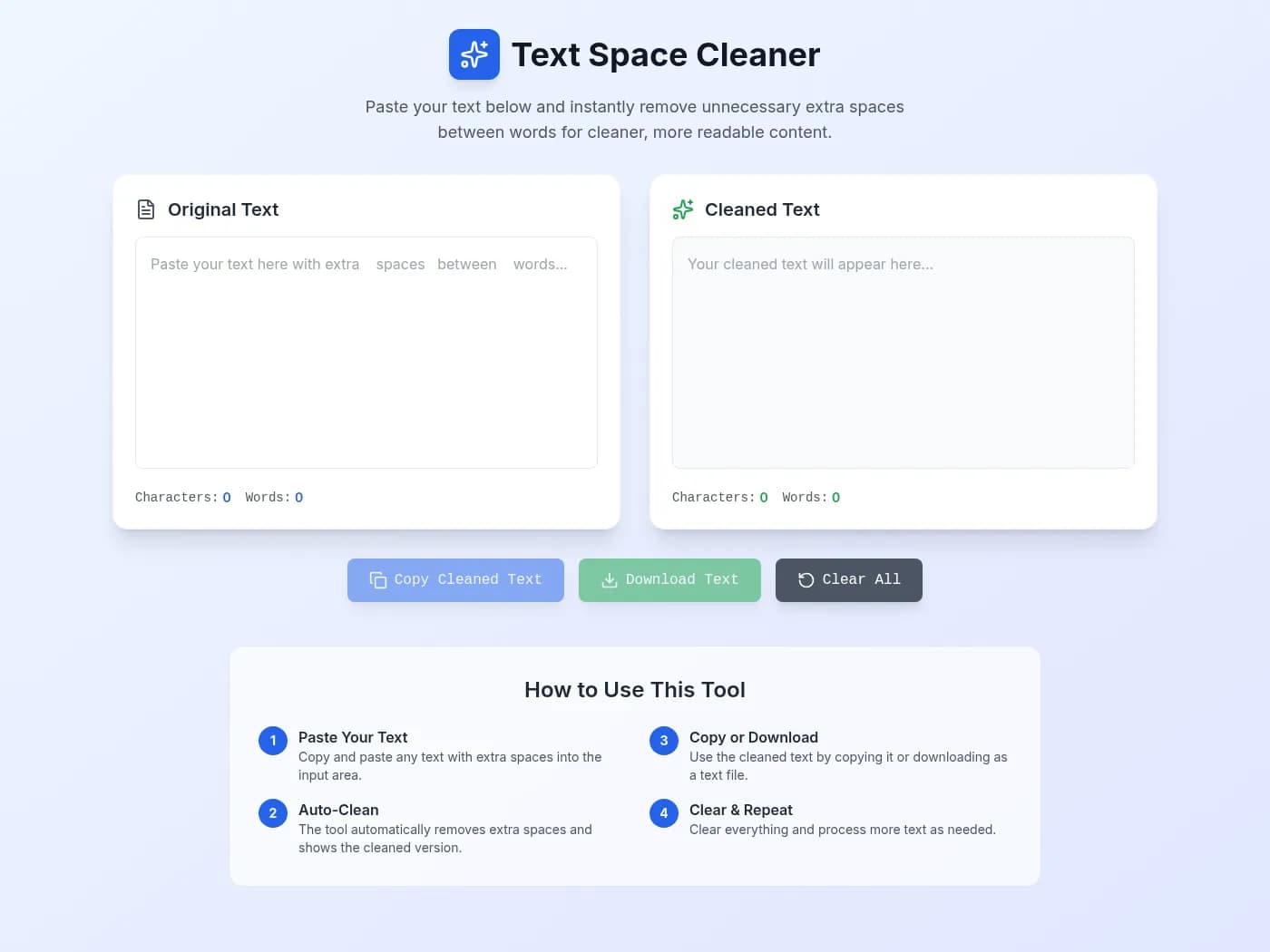 Clean Text Space Remover Tool