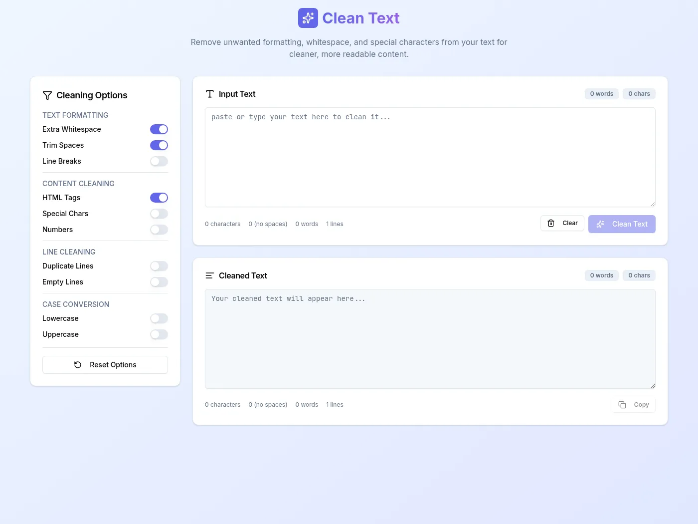 Clean Text Utility