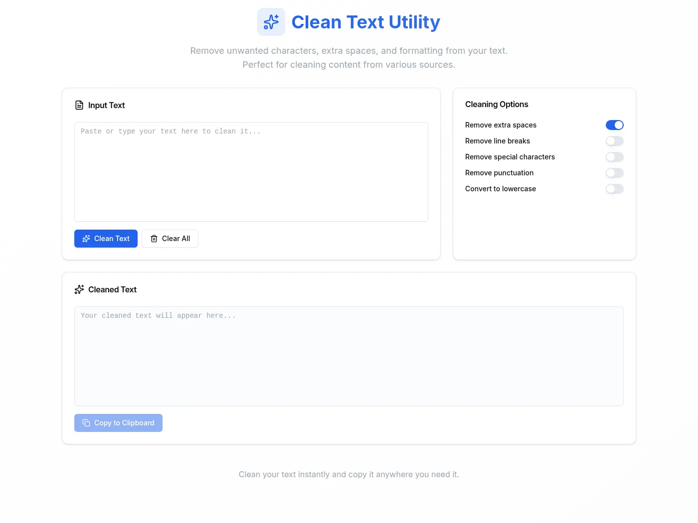 Clean Text Utility