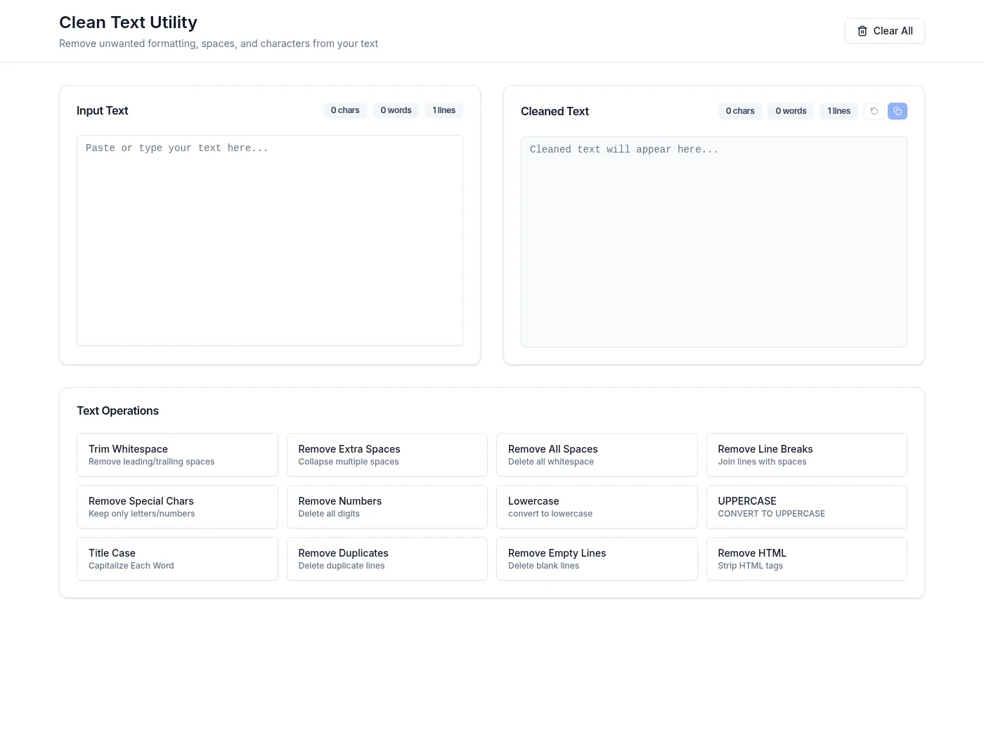 Clean Text Utility