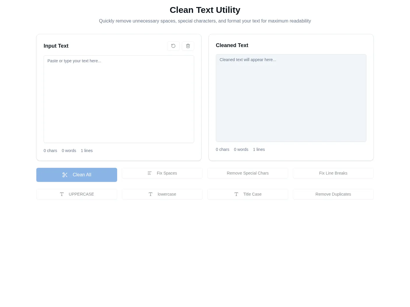 Clean Text Utility