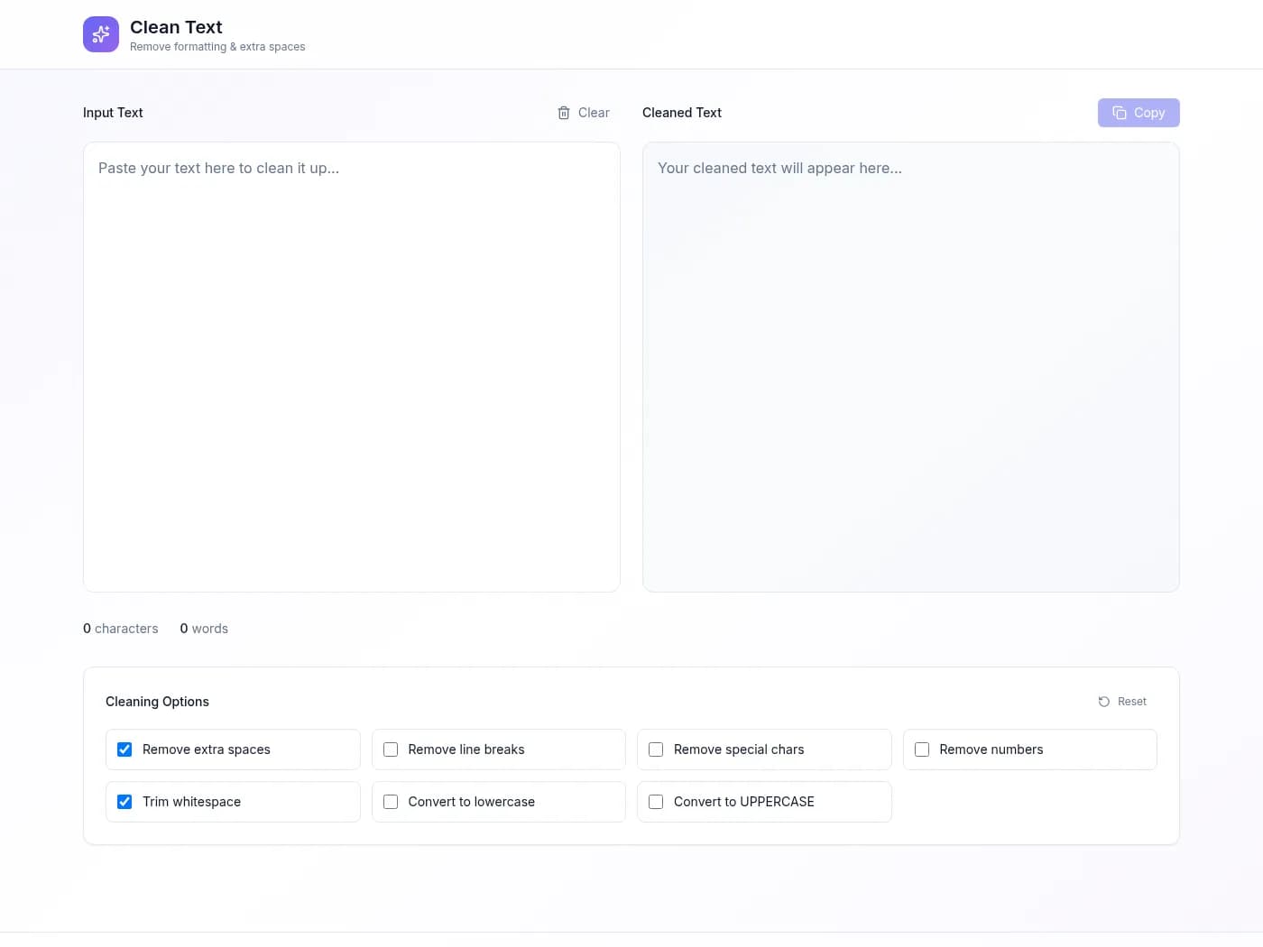 Clean Text Utility