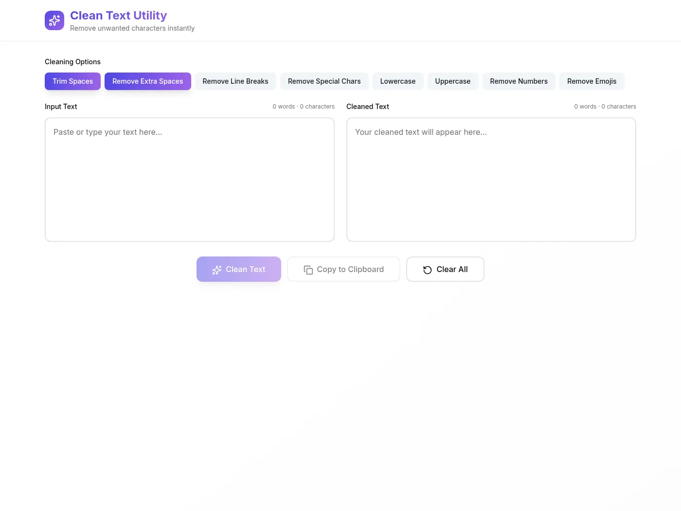 Clean Text Utility