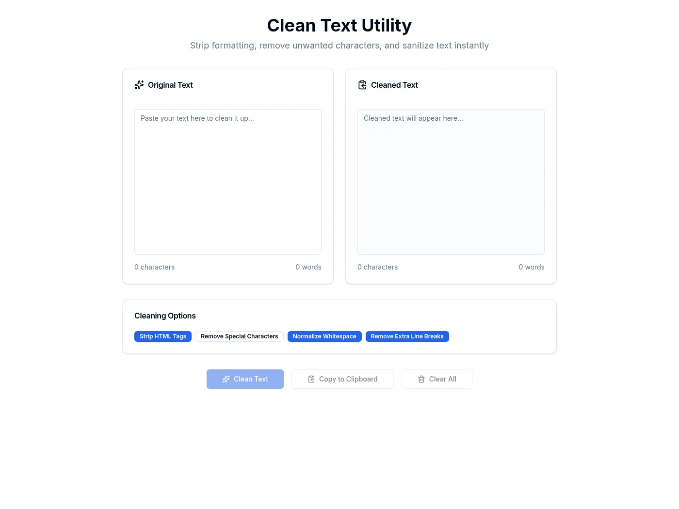 Clean Text Utility