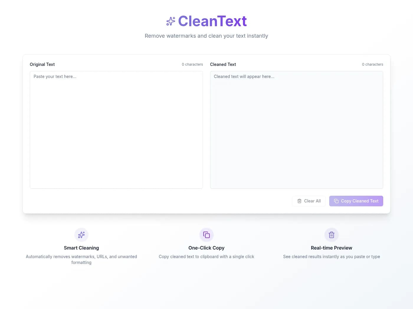 CleanText: Effortless Text Cleaner and Watermark Remover