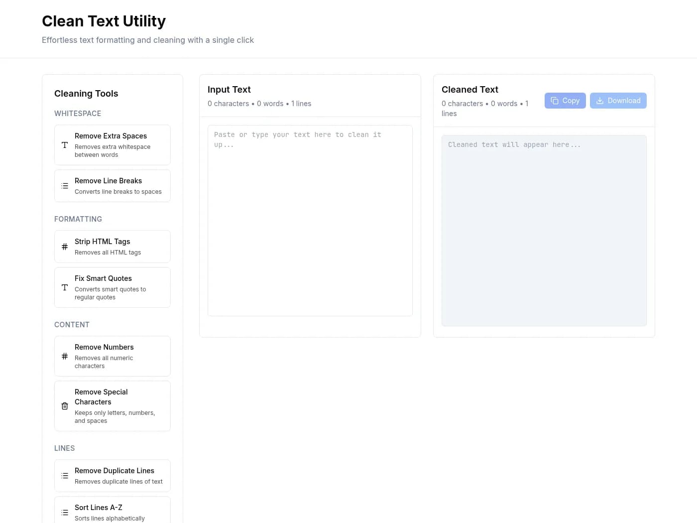 Clean Text Utility – Effortless Text Formatting