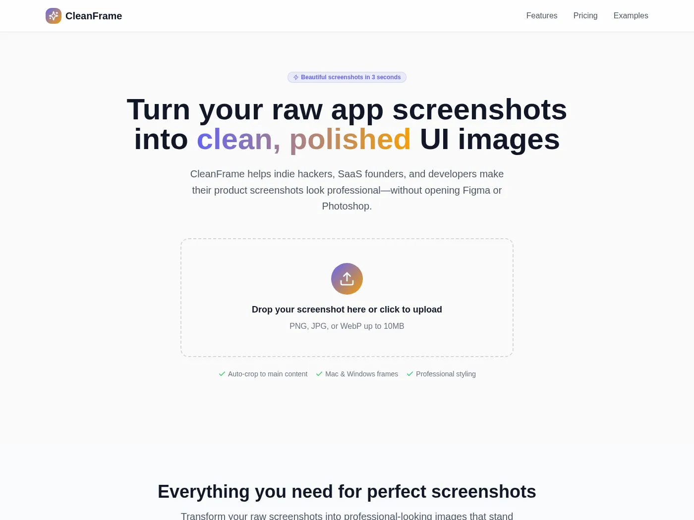CleanFrame: Instant Polished App Screenshots