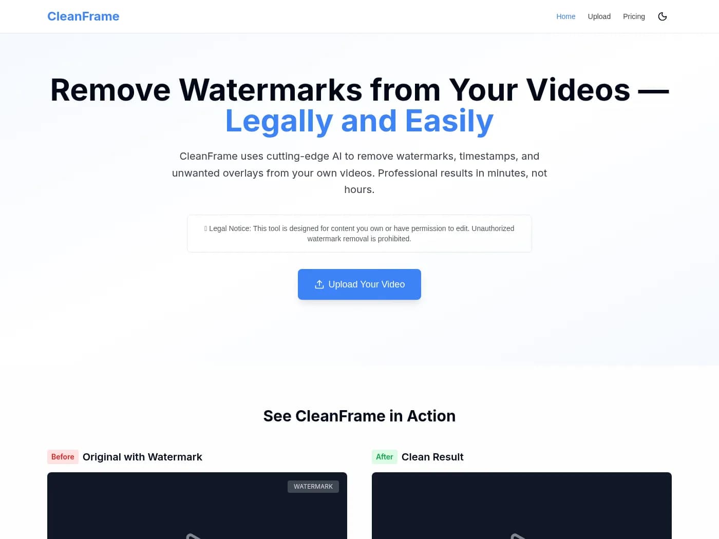 CleanFrame: Effortless AI-Powered Video Watermark Remover