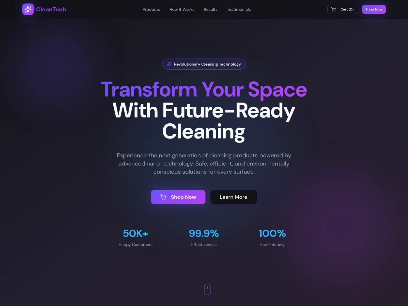 Futuristic Cleaning Products Marketing Platform