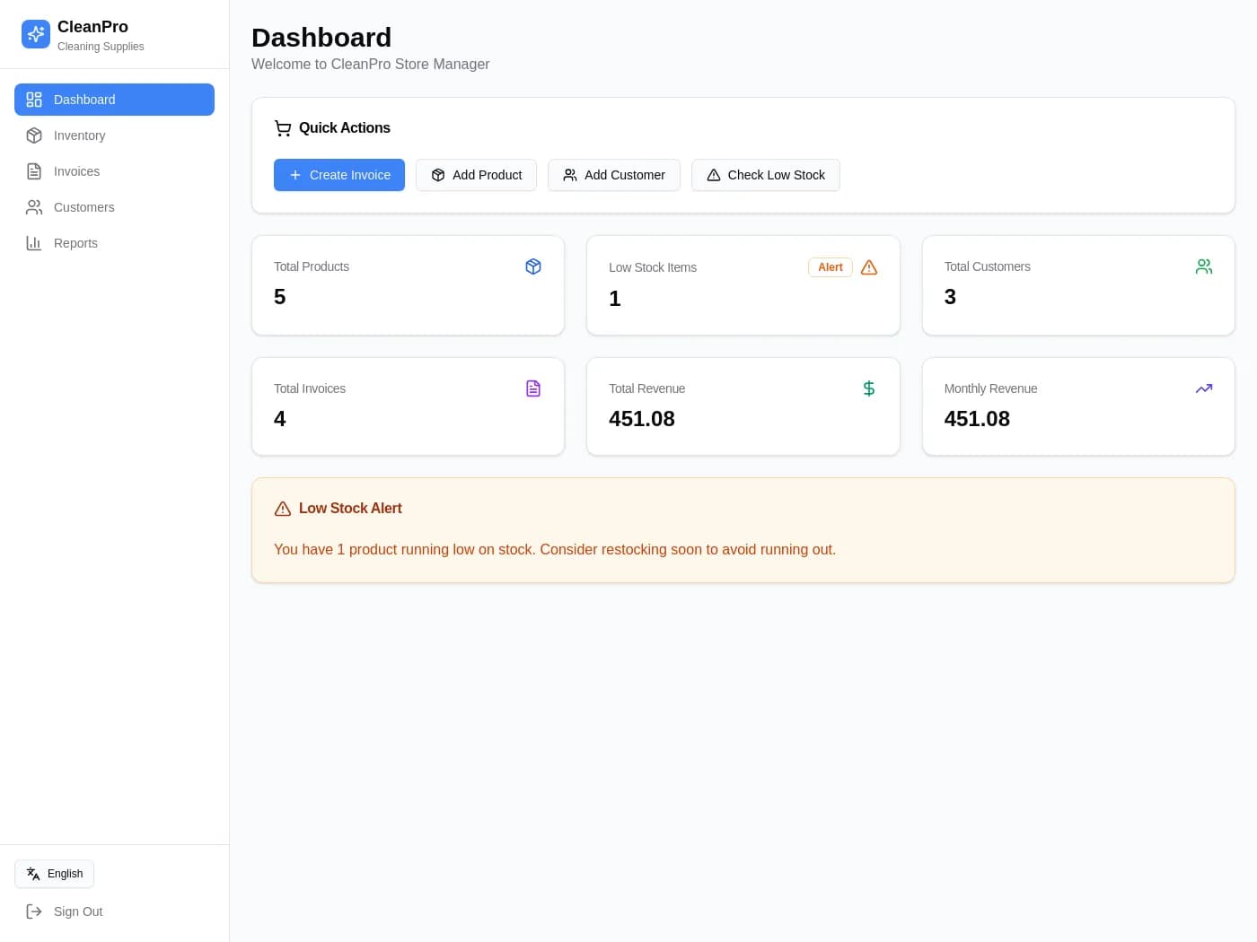 Cleaning Store Management App