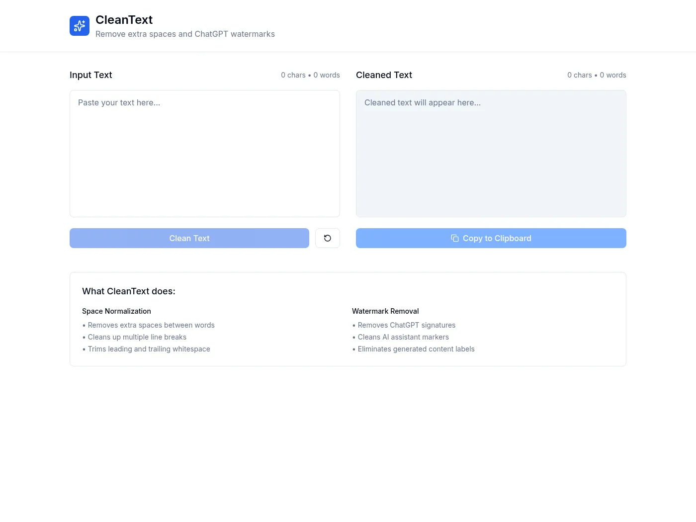 CleanText Chat Tool