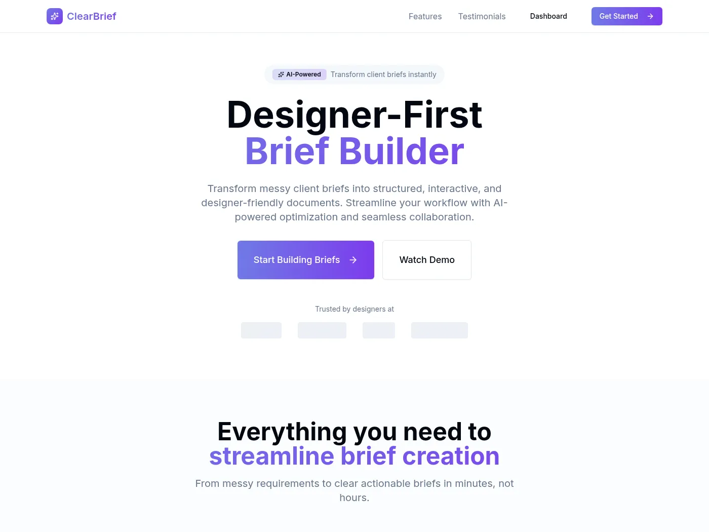 ClearBrief: Designer-First Interactive Brief Builder