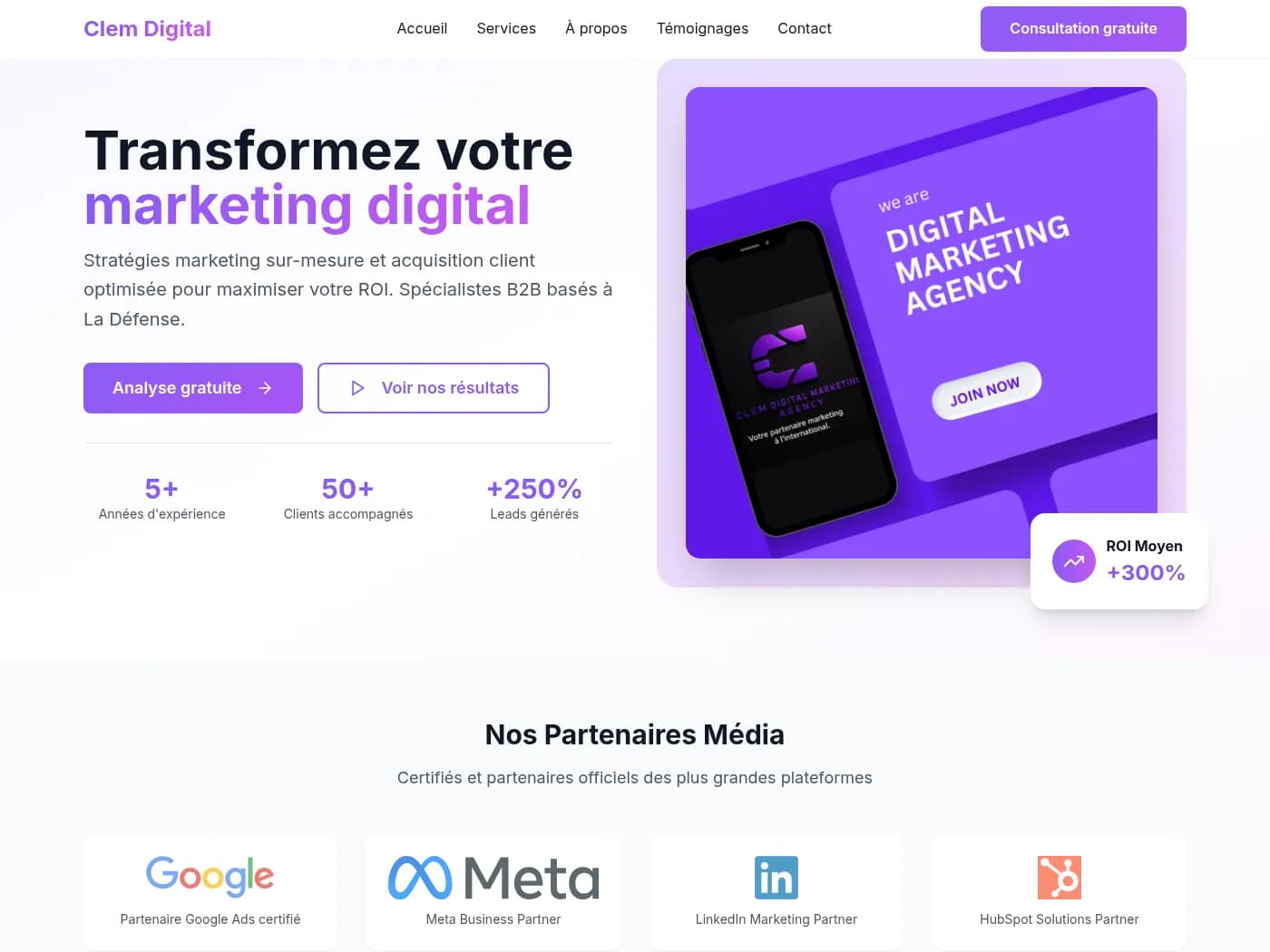 Clem Digital Marketing Agency Landing Page