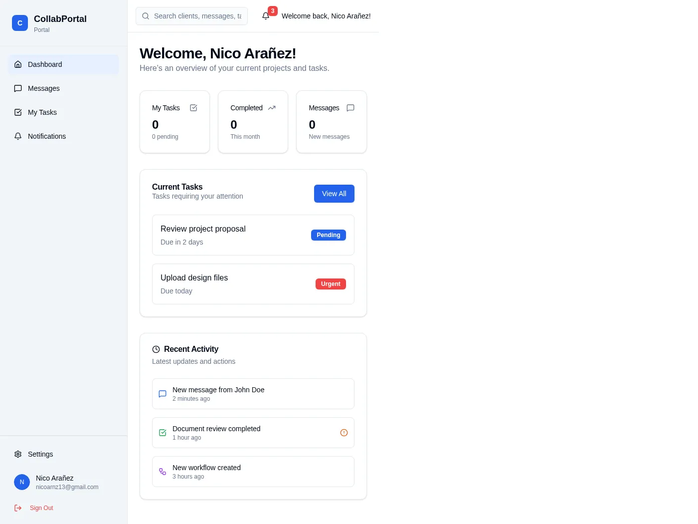 Client Collaboration & Workflow Portal with Real-Time Chat