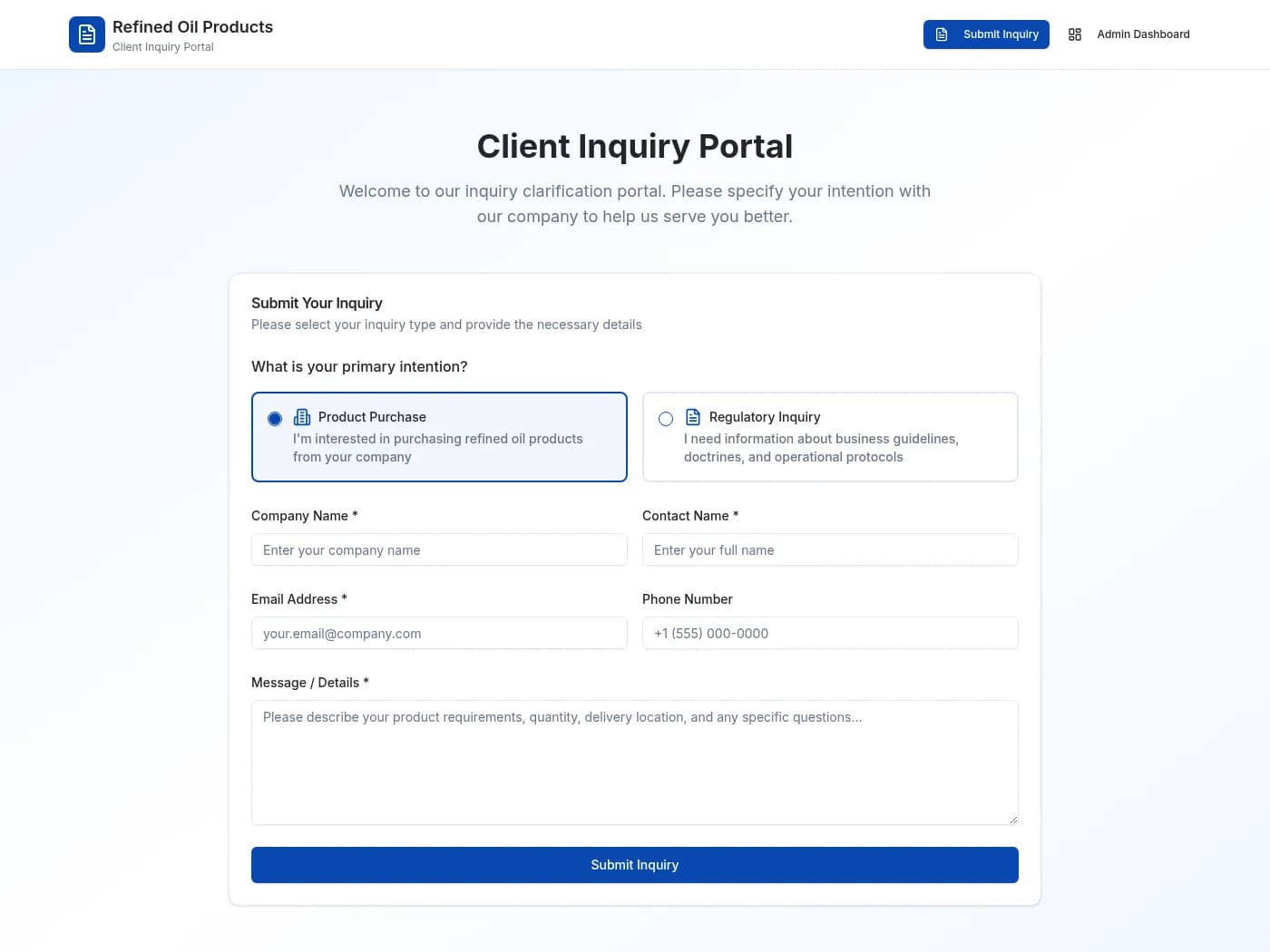 Client Inquiry Clarification Portal