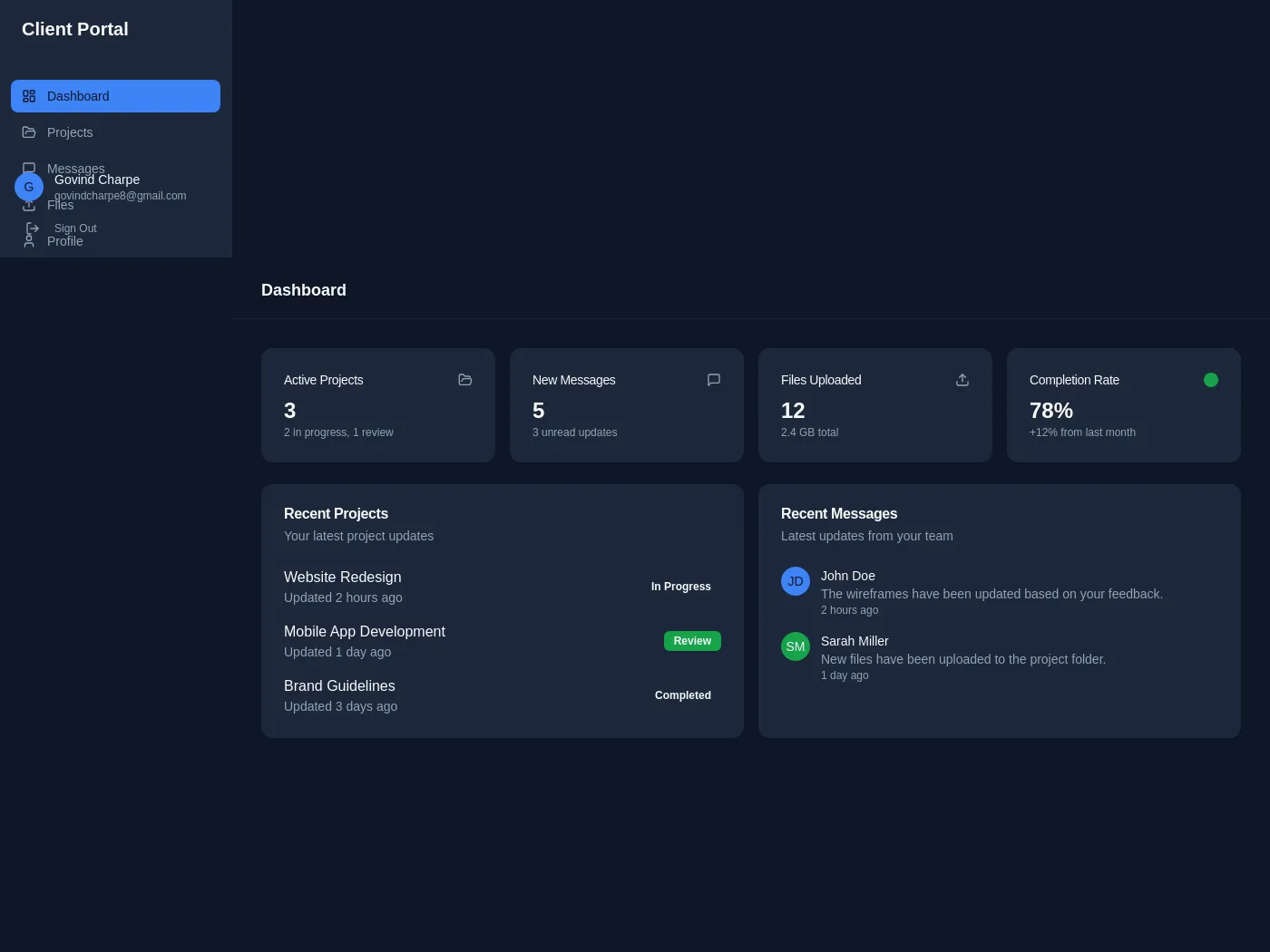 Client Portal Dashboard