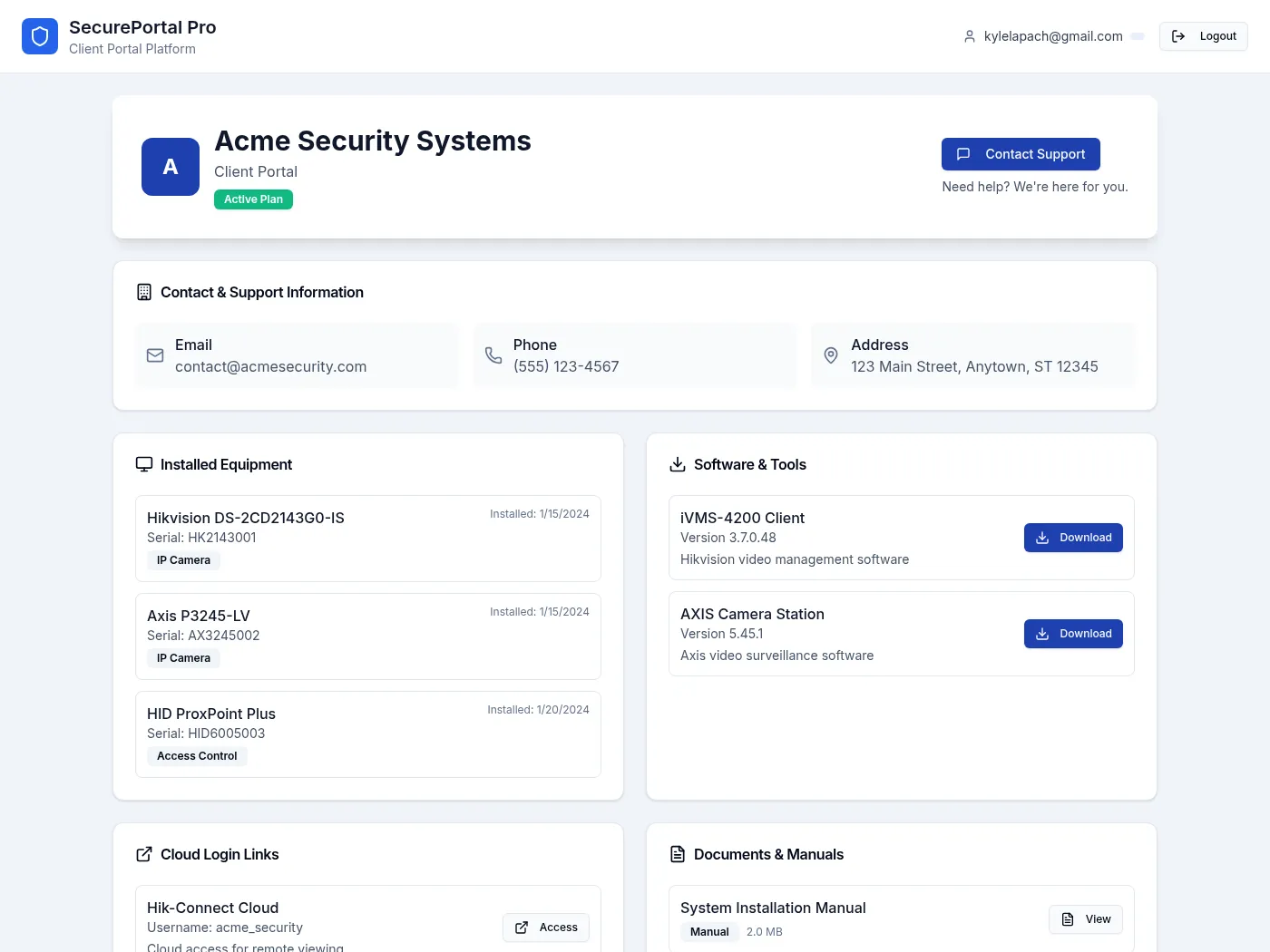 White-Label Client Portal Platform for Security Integrators