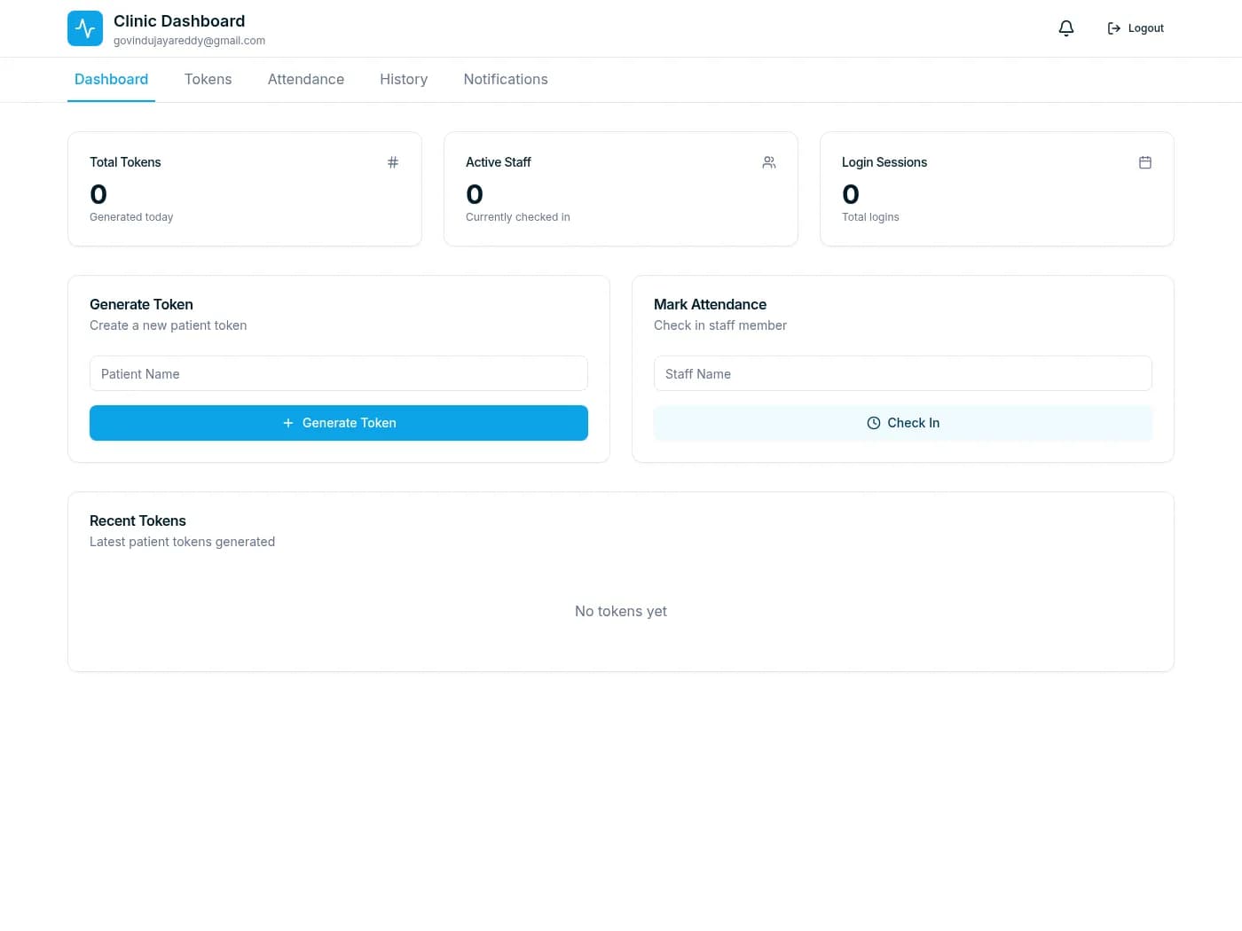 Clinic Attendance and Token Management Dashboard