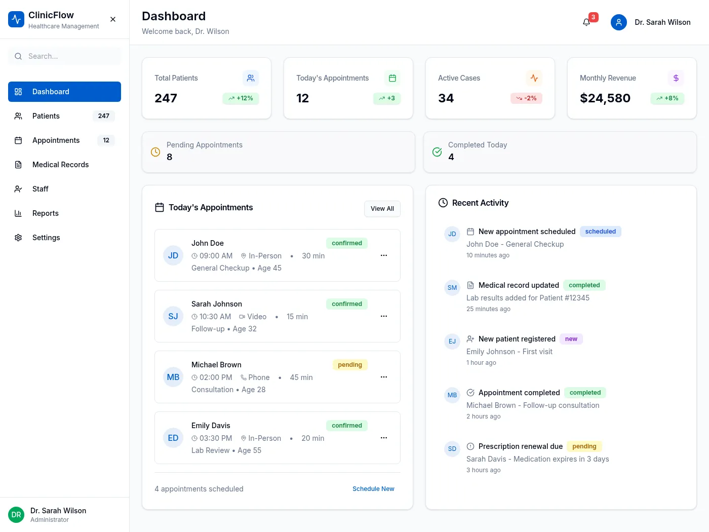 Clinic Management System Desktop App Design