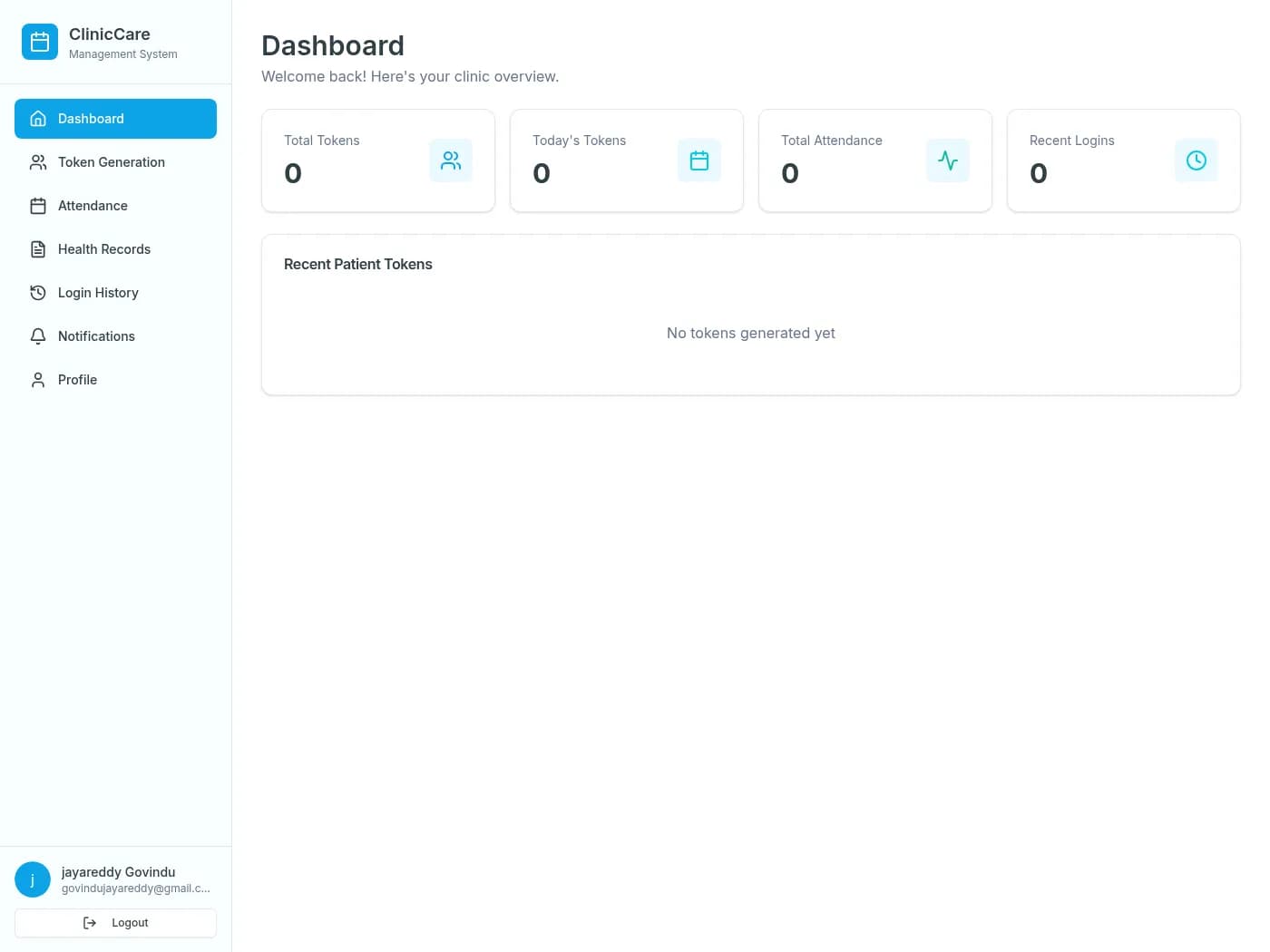 Clinic Visit Token & Attendance Management Dashboard