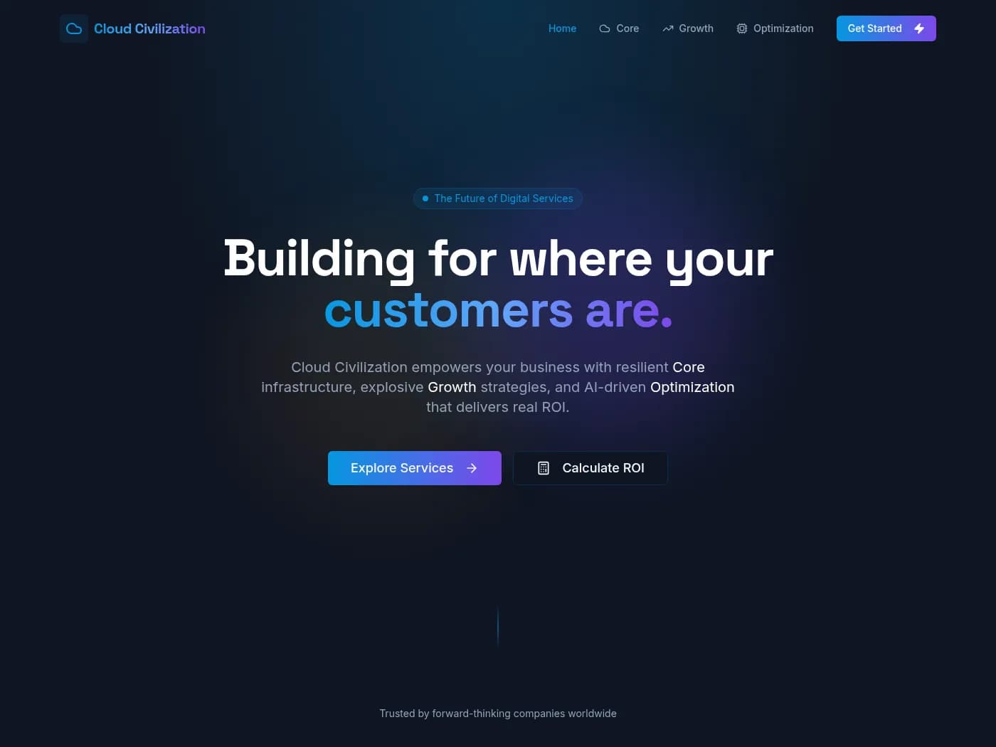 Cloud Civilization Digital Services Landing Site